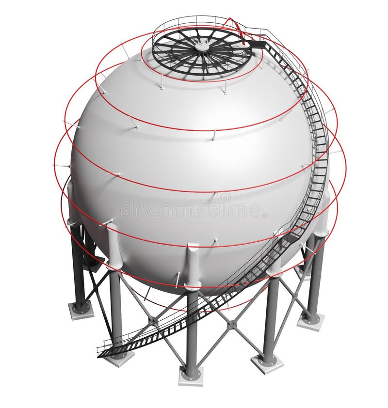 Spherical Gas Tank. 3D Illustration Stock Illustration - Illustration ...