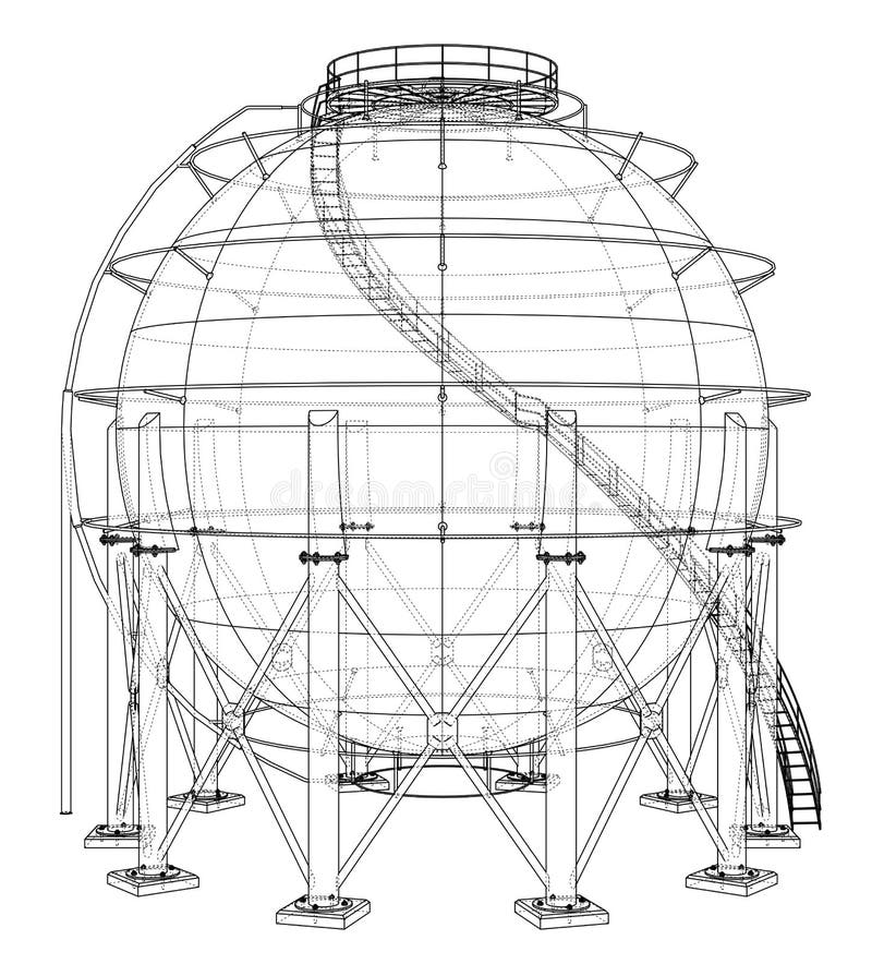 Spherical Storage Tank Isolated Stock Illustration - Illustration of ...