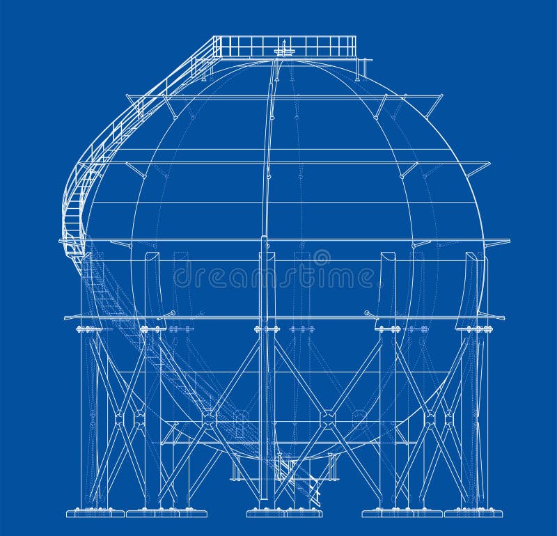 Spherical Gas Tank Outline. Vector Stock Vector - Illustration of ...
