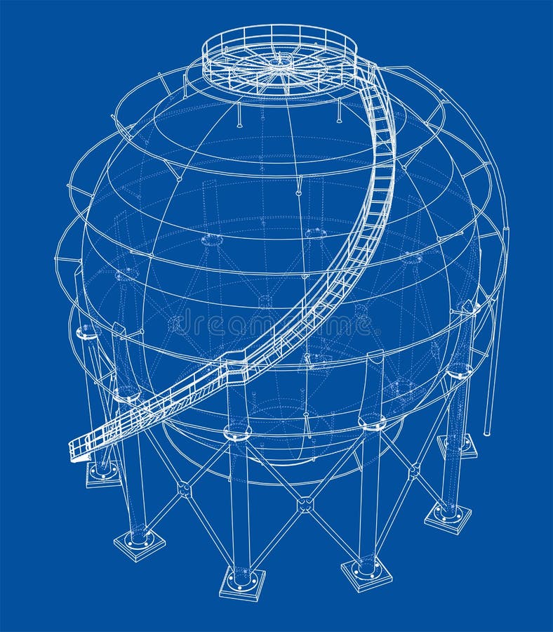 Spherical Gas Tank Outline. Vector Stock Vector - Illustration of ...