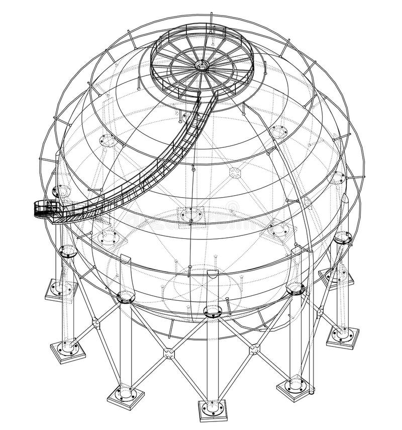 Spherical Gas Tank Outline. Vector Stock Vector - Illustration of ...