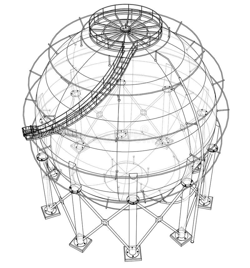 Spherical Gas Tank Outline. Vector Stock Vector - Illustration of ...