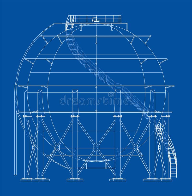 Spherical Gas Tank Outline. Vector Stock Vector - Illustration of ...