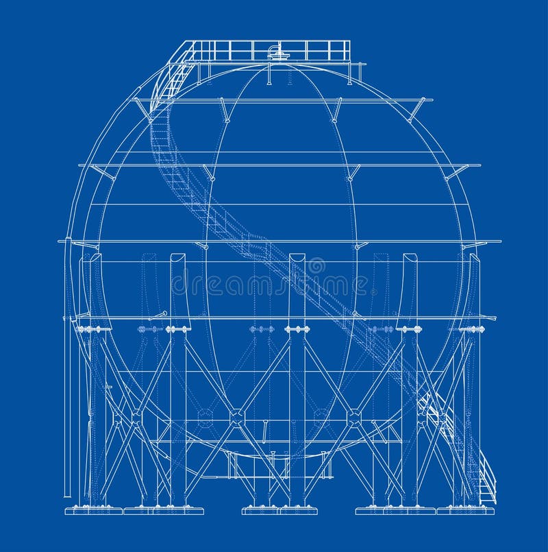 Spherical Gas Tank Outline. Vector Stock Vector - Illustration of ...