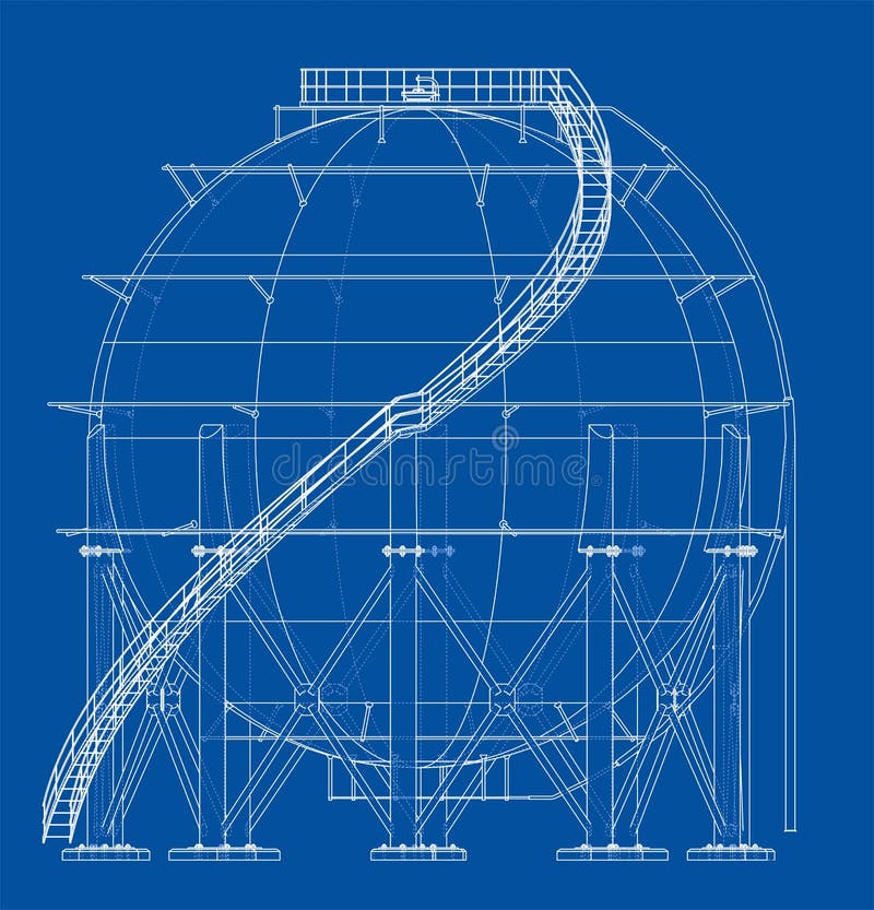Spherical Gas Tank Outline. Vector Stock Vector - Illustration of ...