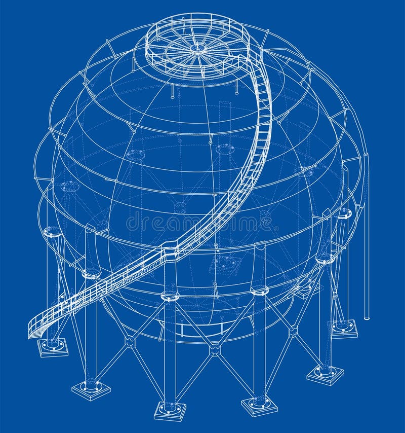 Spherical Gas Tank Outline. Vector Stock Vector - Illustration of ...