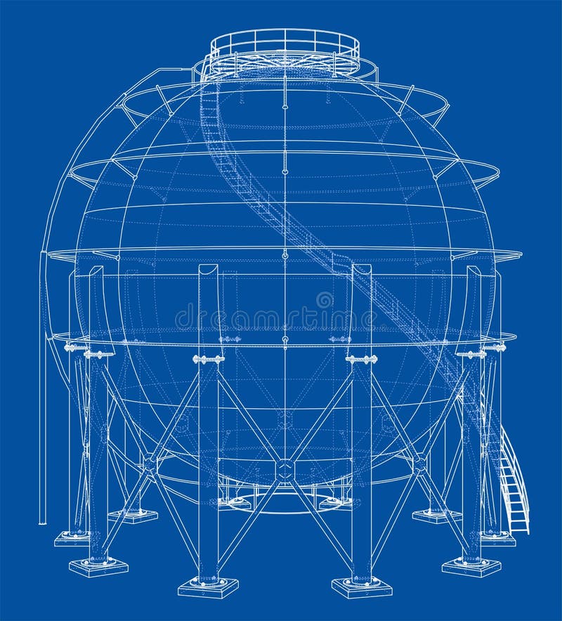 Spherical Gas Tank Outline. Vector Stock Vector - Illustration of ...