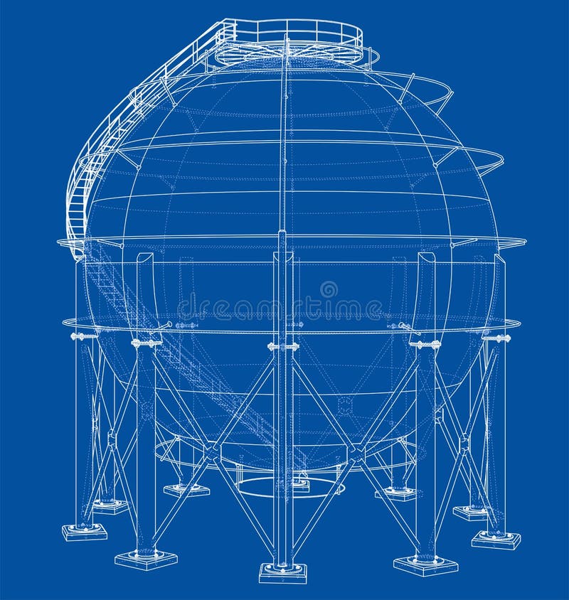 Spherical Gas Tank Outline. Vector Stock Vector - Illustration of ...