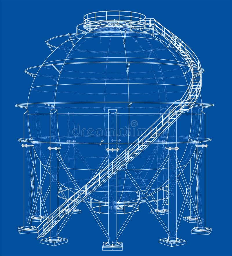 Spherical Gas Tank Outline. Vector Stock Vector - Illustration of ...