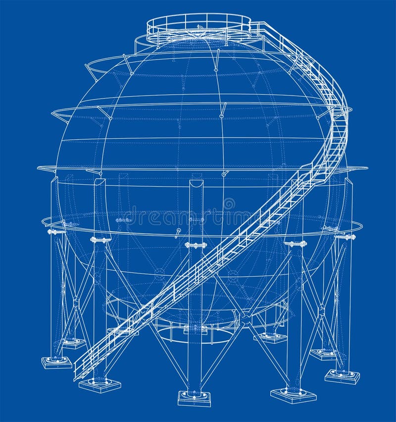 Spherical Gas Tank Outline. Vector Stock Vector - Illustration of ...