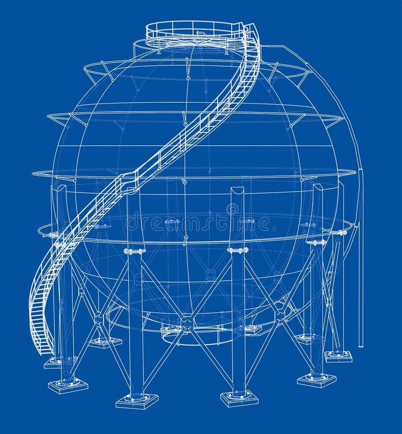 Spherical Gas Tank Outline. Vector Stock Vector - Illustration of ...
