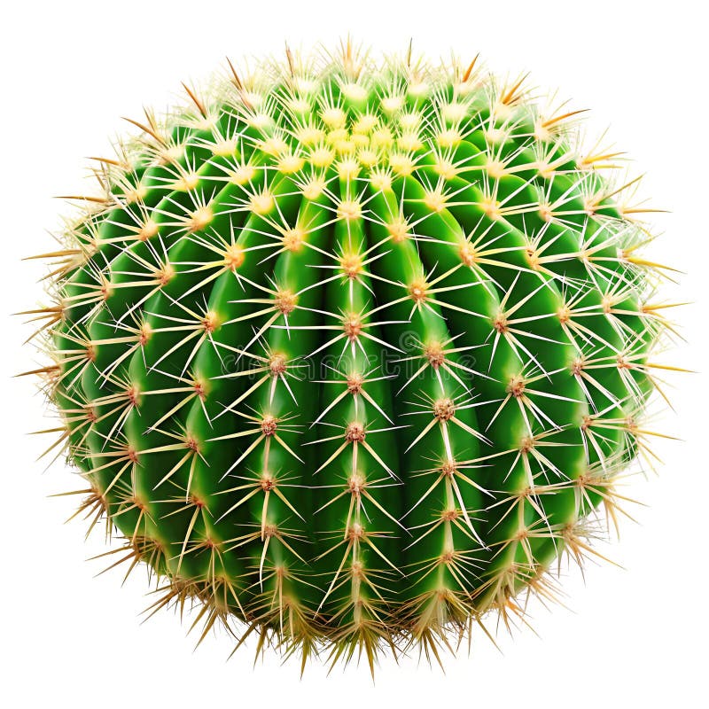 Spherical Green Cactus Plant Succulent Desert Flora Isolated on White ...