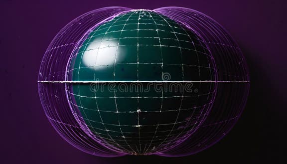 Spherical Grid Encapsulated Green Globe Stock Photo - Image of lighting ...