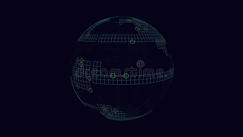 Spherical Grid Pattern Globe - Intricate Design Highlighted on Dark ...