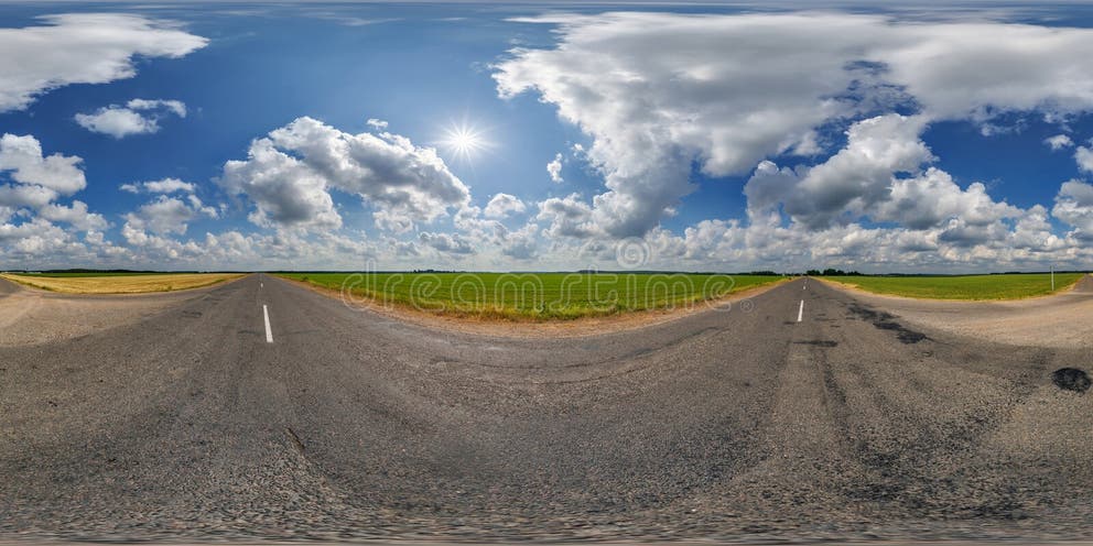 Spherical 360 Hdri Panorama on Asphalt T-shaped Road Intersection with ...