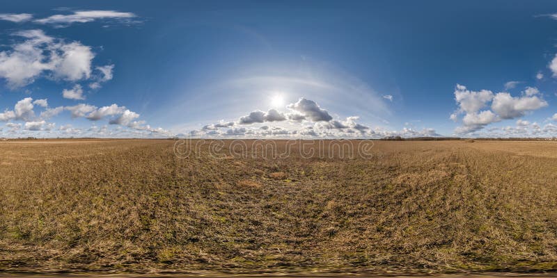 Spherical 360 Hdri Panorama among Farming Field with Clouds on Blue Sky ...