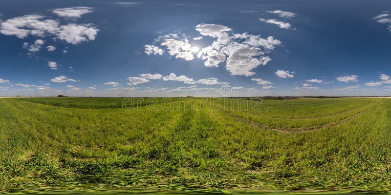 Spherical 360 Hdri Panorama among Green Grass Farming Field with Clouds ...