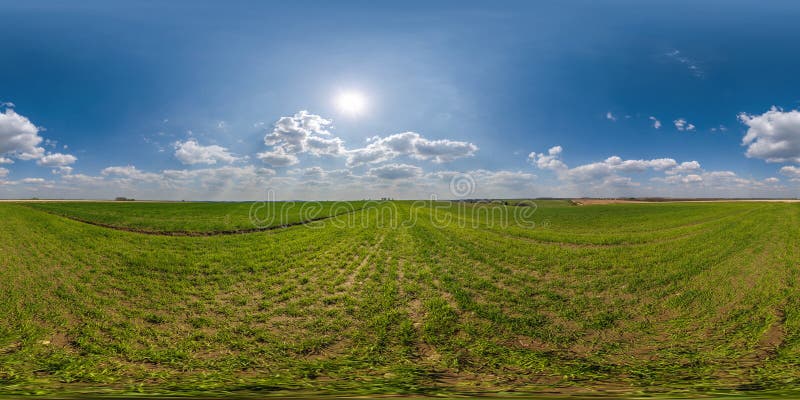 Spherical 360 Hdri Panorama among Green Grass Farming Field with Clouds ...