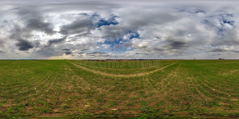 Spherical 360 Hdri Panorama among Green Grass Farming Field with Clouds ...