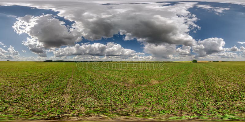 Spherical 360 Hdri Panorama among Green Grass Farming Field with Storm ...