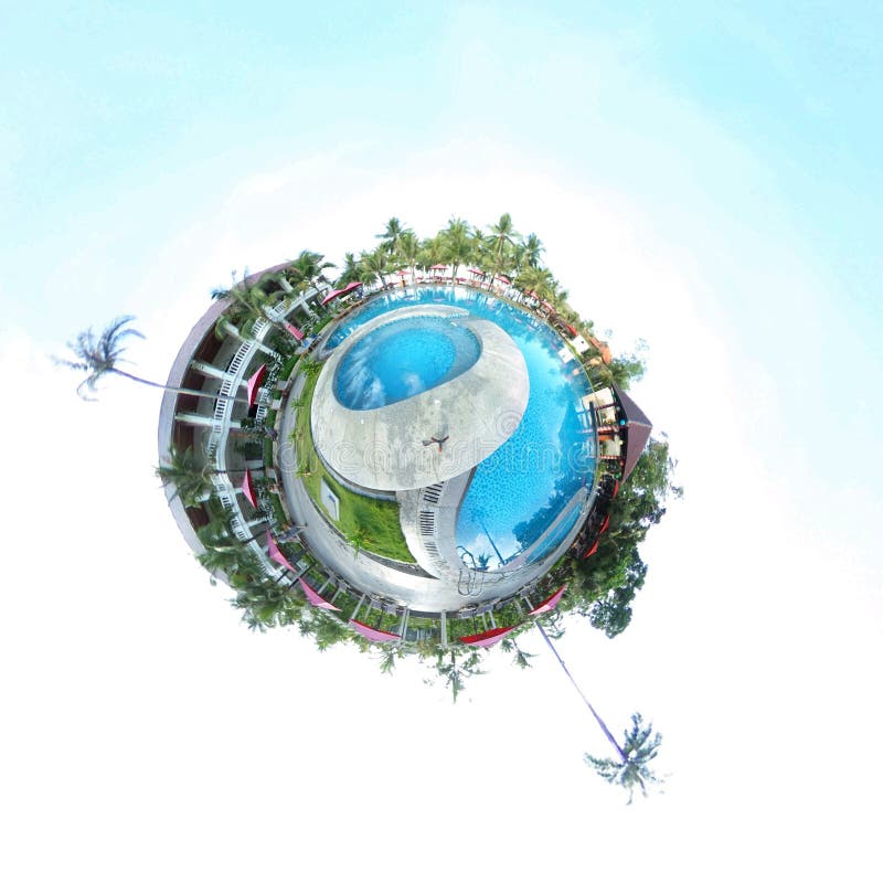 Spherical Image of a Swimming Pool and Resort Stock Image - Image of ...