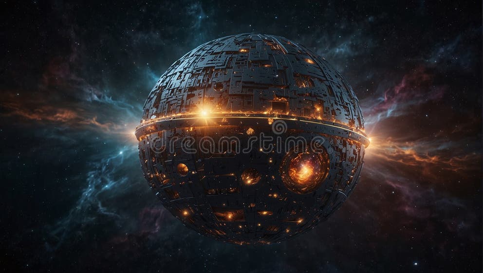 Spherical Interstellar Ark Spaceship of Complex Design, Decorated with ...