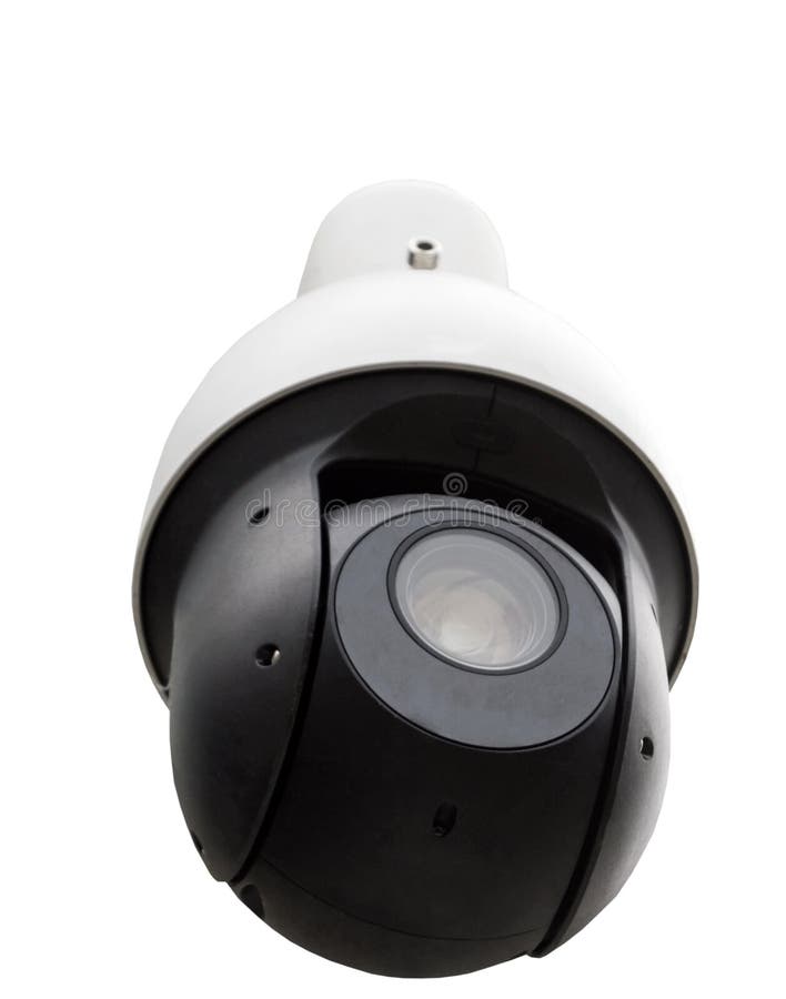 Spherical IP Security Camera on White Stock Image - Image of electric ...