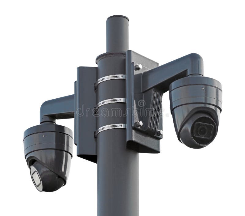 Spherical IP Security Cameras on White Stock Image - Image of video ...