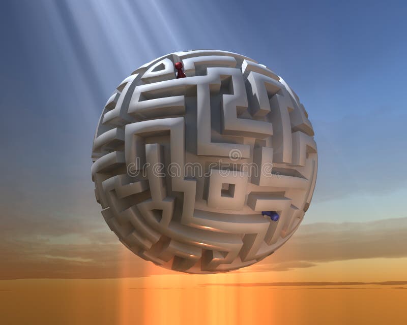 3D spherical labyrinth stock illustration. Illustration of finding - 8768133
