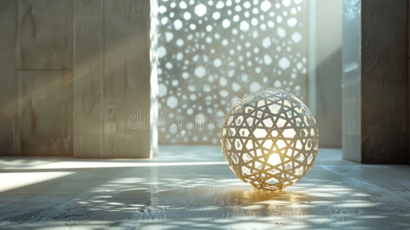 A Spherical Lamp with a Geometric Pattern Emitting Soft Light through ...