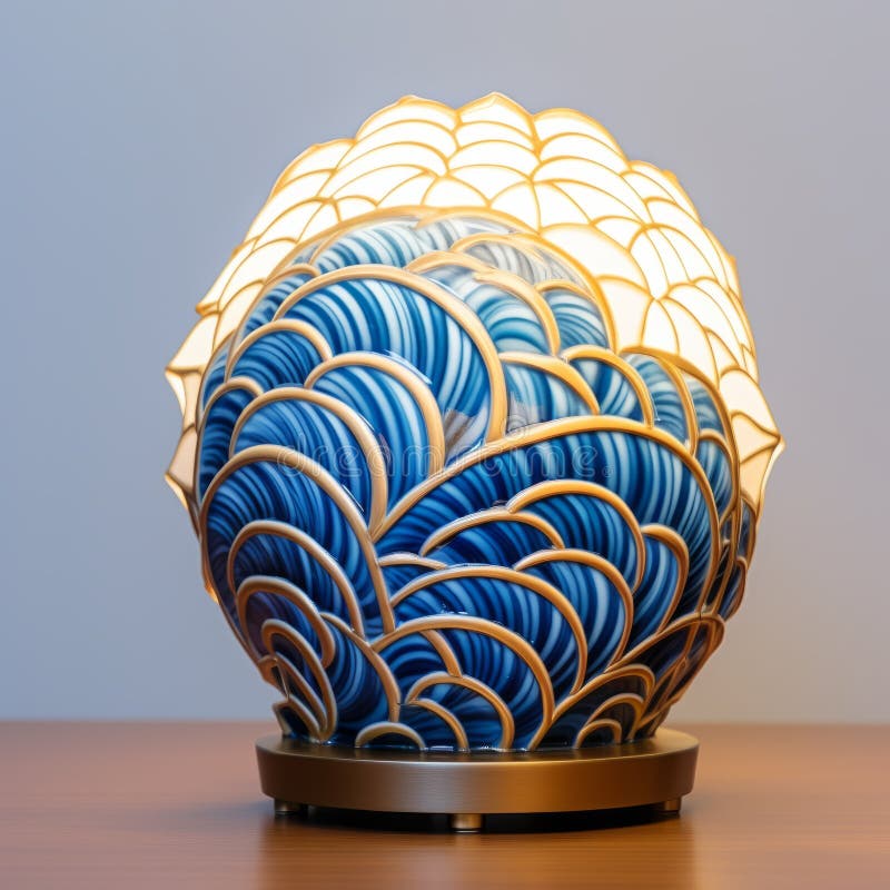Spherical Lamp with Realistic Anamorphic Waves and Floral Pattern Stock ...