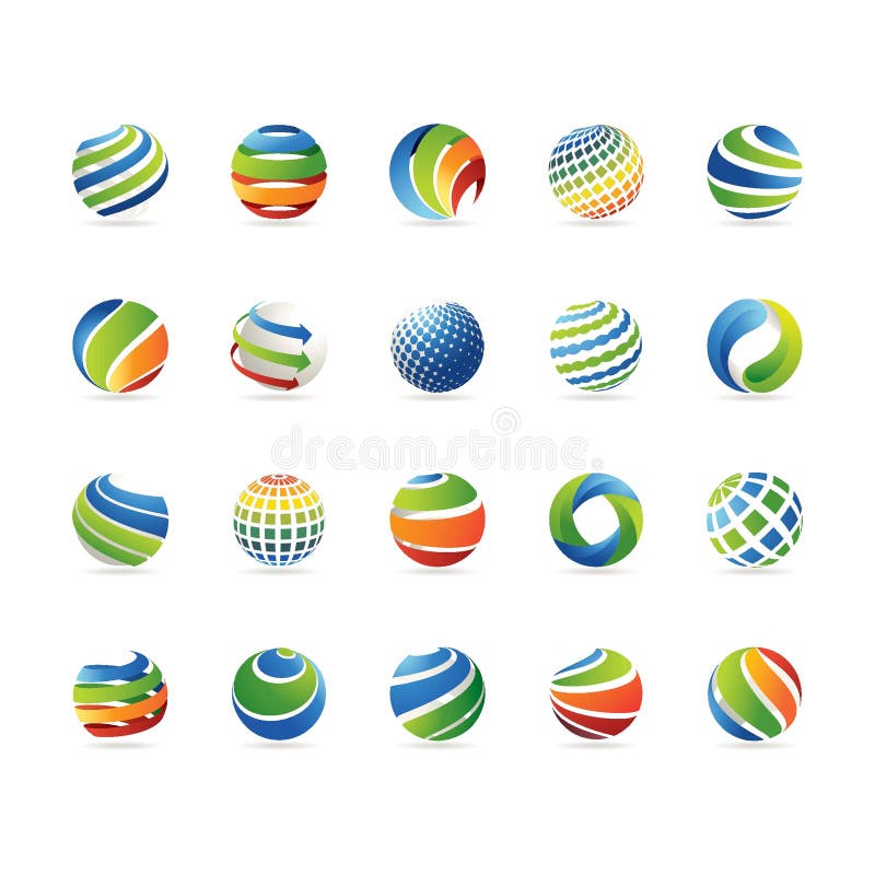 Spherical Logo Element Design Collection. Vector Illustration ...