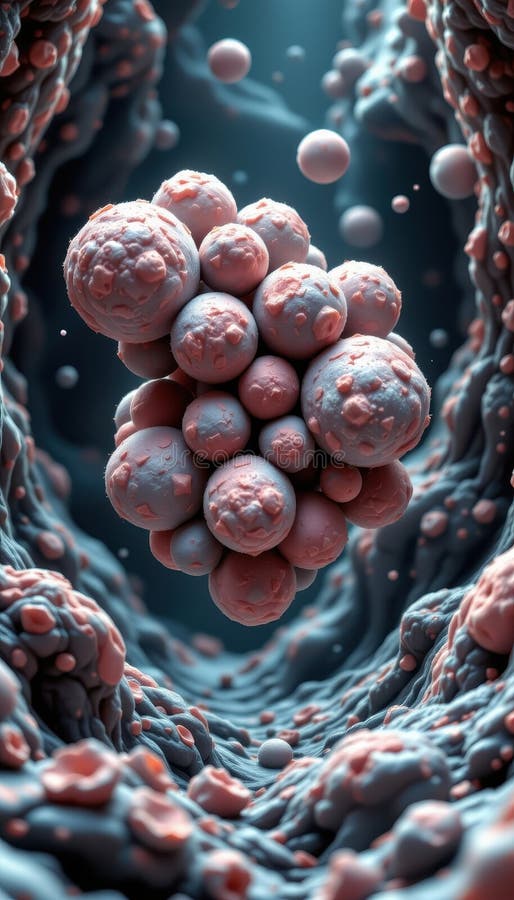 Spherical Microbial Bodies Forming Clusters in Empty Void Stock ...