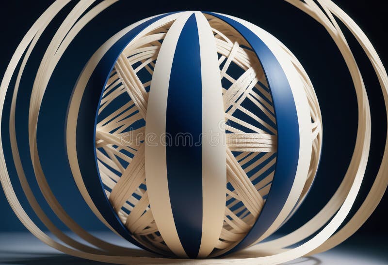 A Spherical Object Composed of Interwoven Blue and White Strands Stock ...
