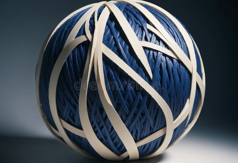A Spherical Object Composed of Interwoven Blue and White Strands Stock ...