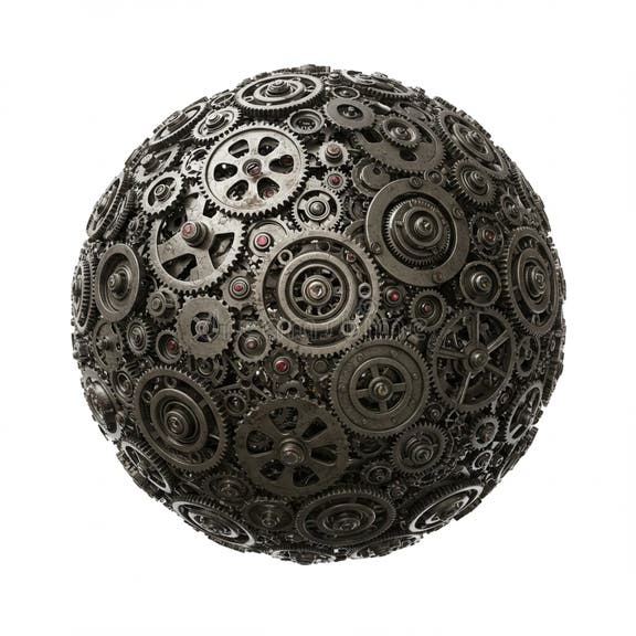 A Spherical Object Covered in Intricately Arranged Metallic Gears and ...