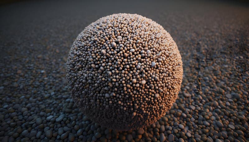 A Spherical Object Covered in Many Small Rocks and Pebbles Stock ...