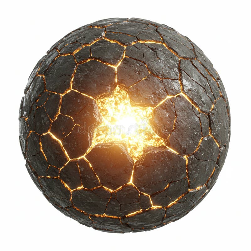 A Spherical Object with a Cracked, Textured Surface Resembling Charred ...