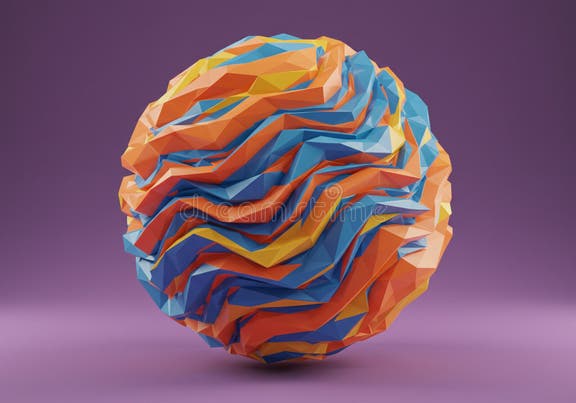A Spherical Object with a Faceted Surface Composed of Vibrant Geometric ...