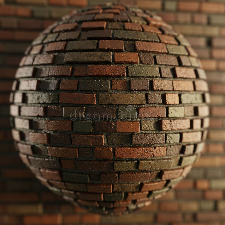 Spherical Object Formed by Small, Rectangular Clay Bricks, Alternating ...