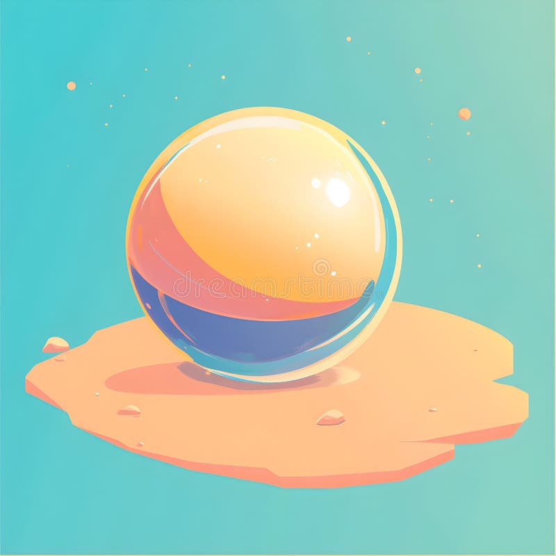 A Spherical Object with a Glossy, Reflective Surface Sits on a Floating ...