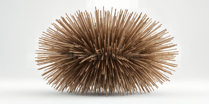 A Spherical Object Made of Many Small Brown Sticks on a Plain White ...