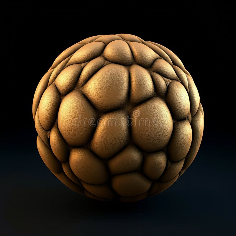 A Spherical Object Resembling a Bronze-colored, Organic Structure is ...