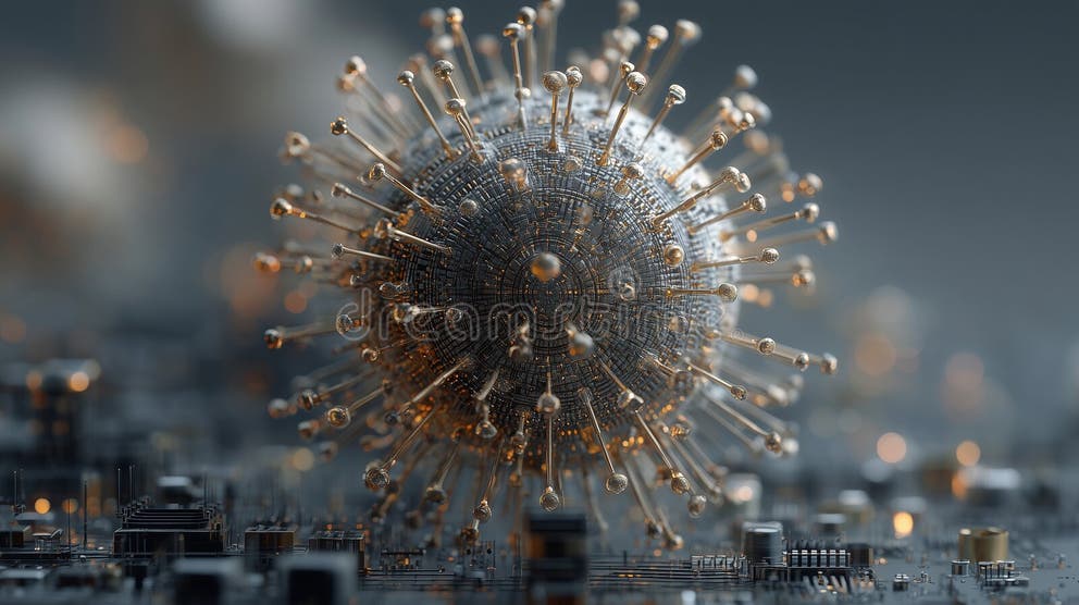 Conceptual Illustration of a Computer Virus. Digital Threat ...