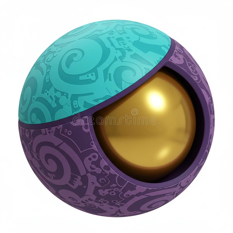 A Spherical Object Split into Two Halves. the Outer Casing Features ...