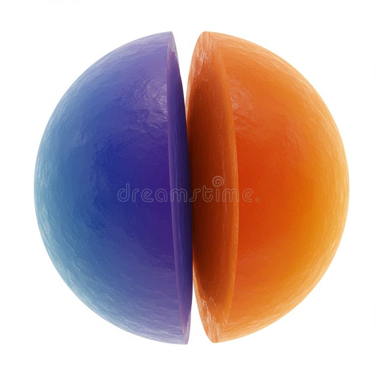 A Spherical Object is Split into Two Halves with a Textured Surface ...