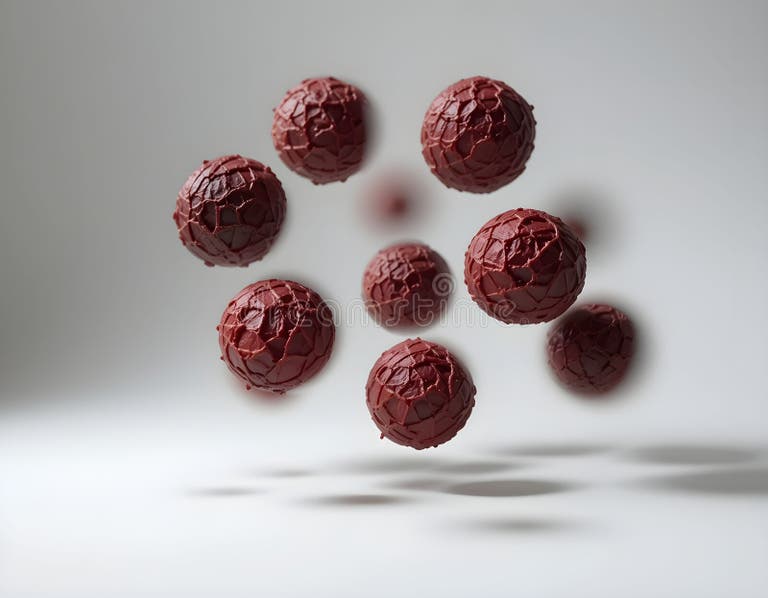 Spherical Objects with a Cracked, Textured Surface, Hovering Against a ...