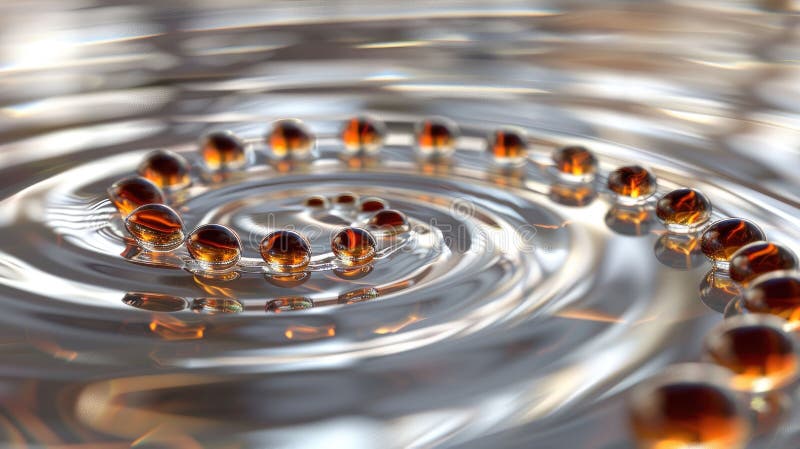 Spherical Objects Floating on Rippling Liquid Stock Illustration ...