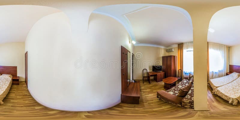 Spherical Panorama of Hotel Room Editorial Stock Image - Image of ...