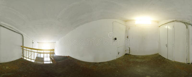 Spherical Panorama Inside Abandoned Old Dirty Corridor Room in Building ...